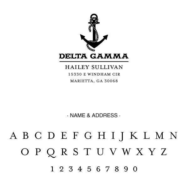 Delta Gamma Symbol Address Custom Stamp – Artisan Stamp