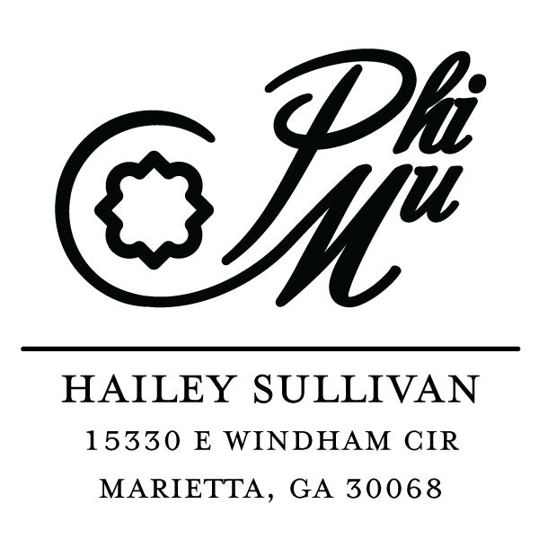 Phi Mu Symbol Address Custom Stamp – Artisan Stamp