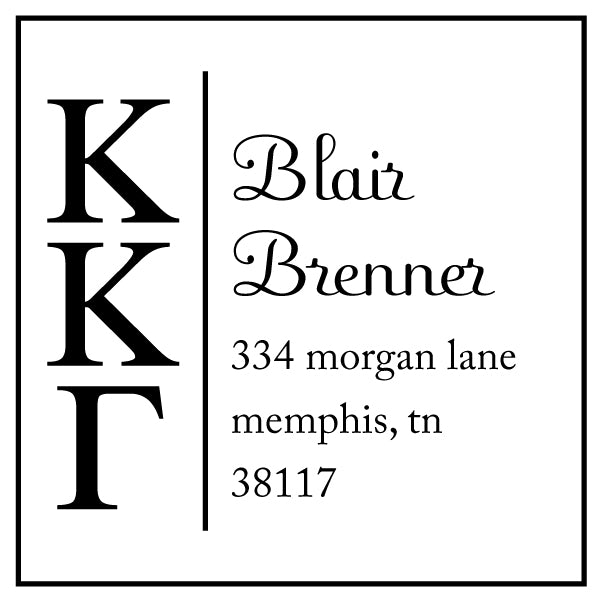 Kappa Kappa Gamma Square Address Custom Stamp – Artisan Stamp